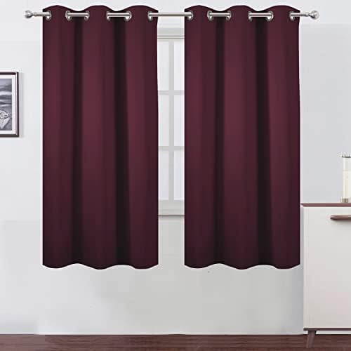 Burgundy Red Blackout Curtains 42 x 63 Inch Length/Set of 2 Curtain ...