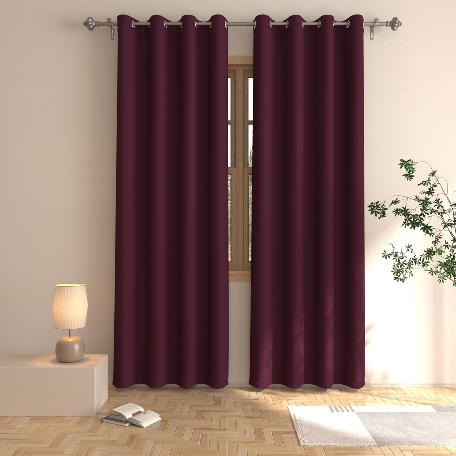 Burgundy Red Blackout Curtains 80 Inches Long Room Darkening Bedroom ...