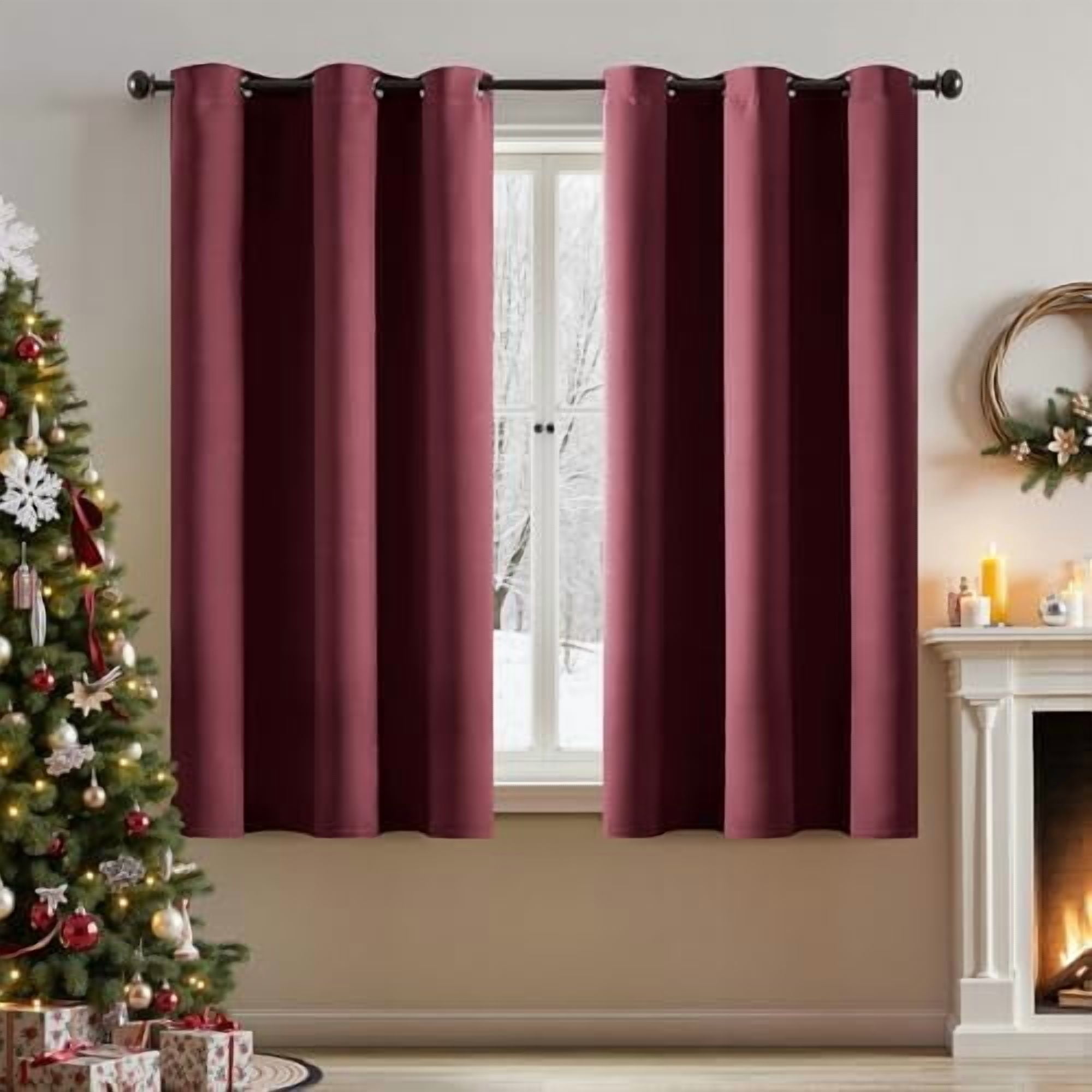 Burgundy Red Blackout Curtains - Thermal Insulated Bedroom Curtains ...