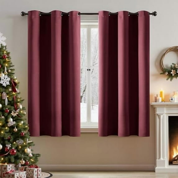 Burgundy Red Blackout Curtains - Thermal Insulated Bedroom Curtains ...