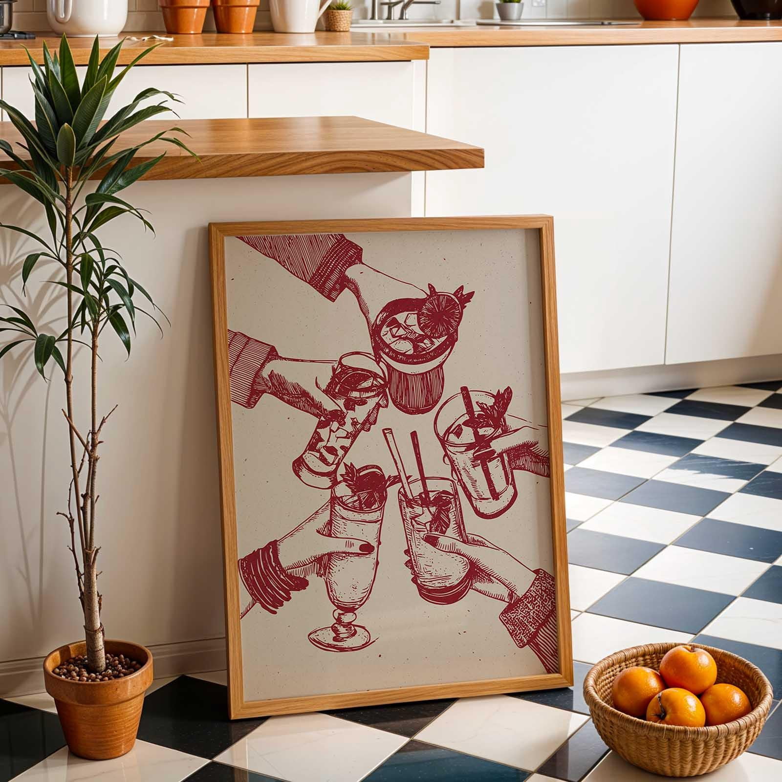 Burgundy Red Cheers Print: Home Bar Decorprinted And Shipped Poster ...