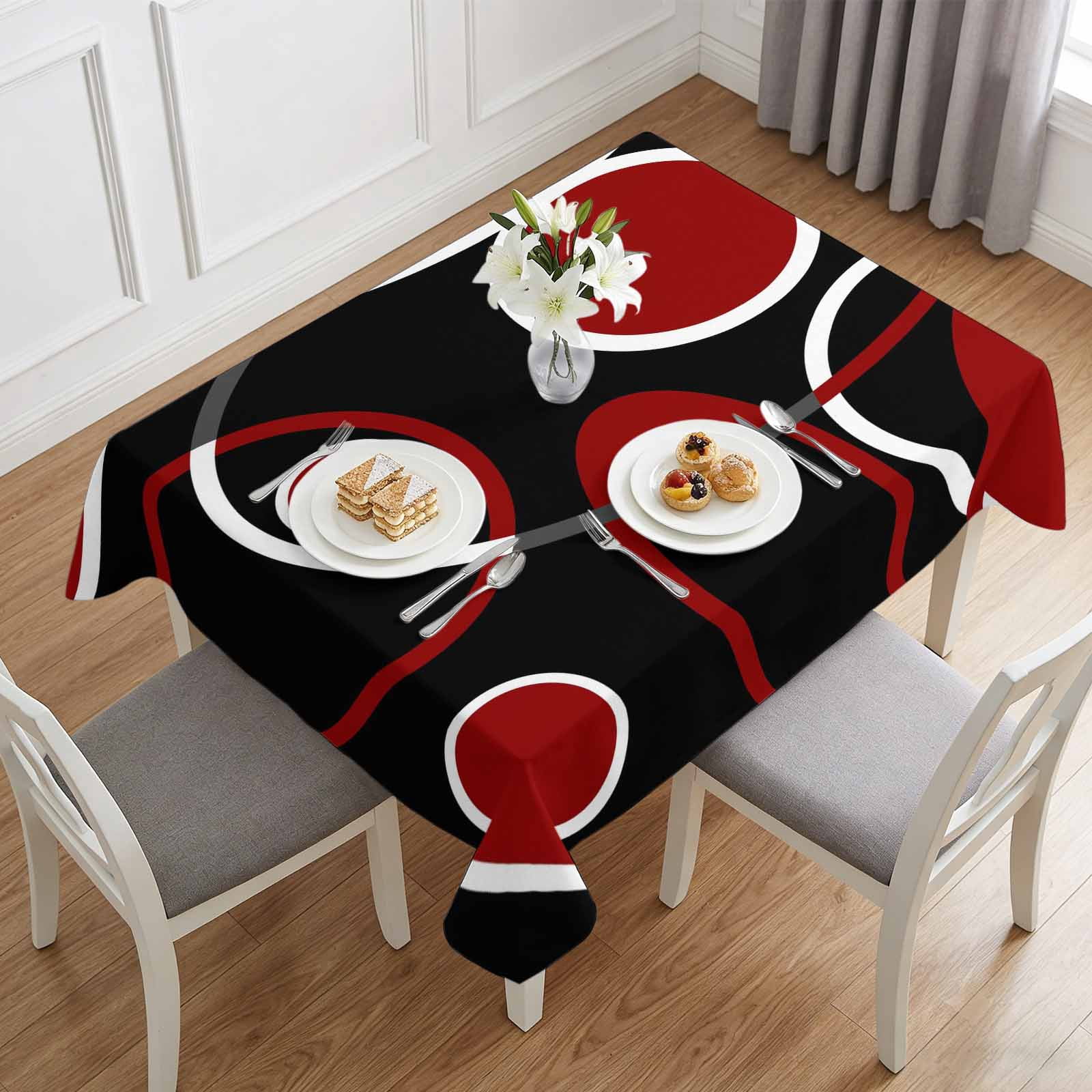 Burgundy Red Color Block Table Cloth 60x84in, Waterproof Rectangle ...