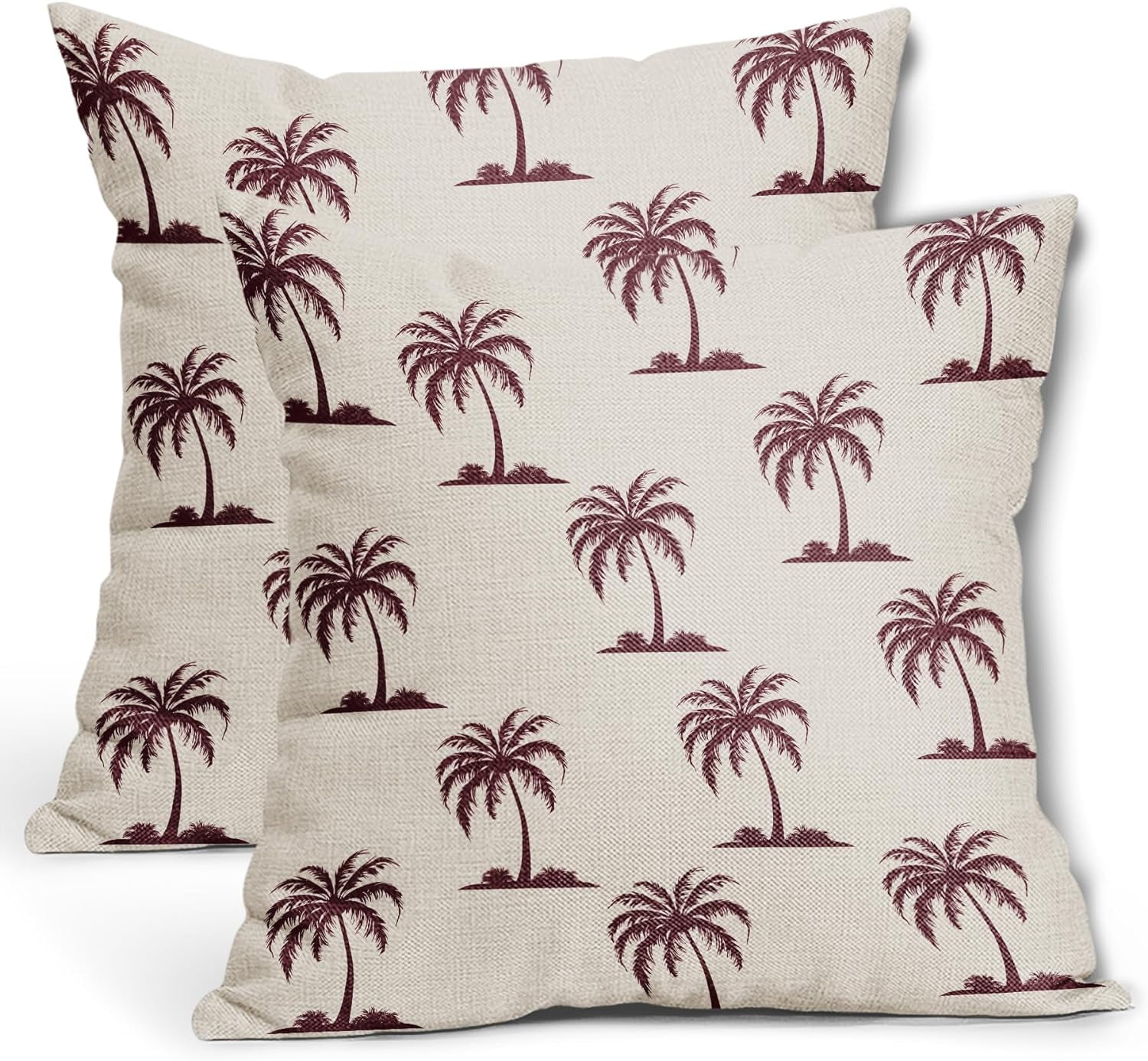 Burgundy Red Palm Tree Pillow Covers 18X18 Inch Set of 2 Coastal ...