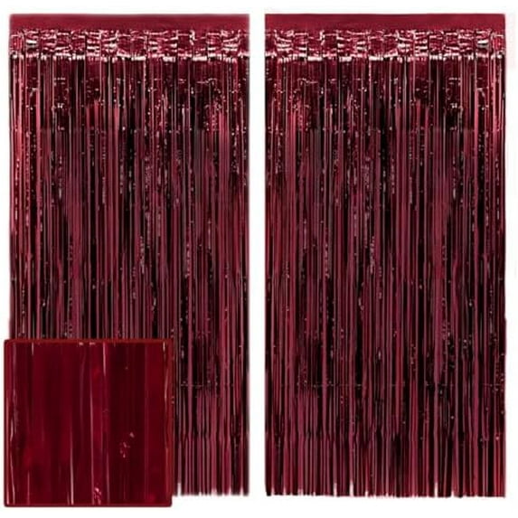 Burgundy Red Party Curtain - Set of 2 | Bachelorette Fringe Decorations ...