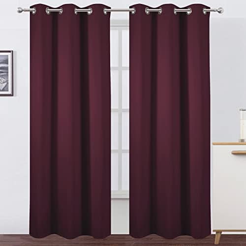 Burgundy Red Thermal Blackout Curtains/42 x 95 Inch/Set of 2 Panels ...