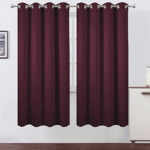 Burgundy Red Thermal Blackout Curtains/52 x 72 Inch/Set of 2 Panels ...
