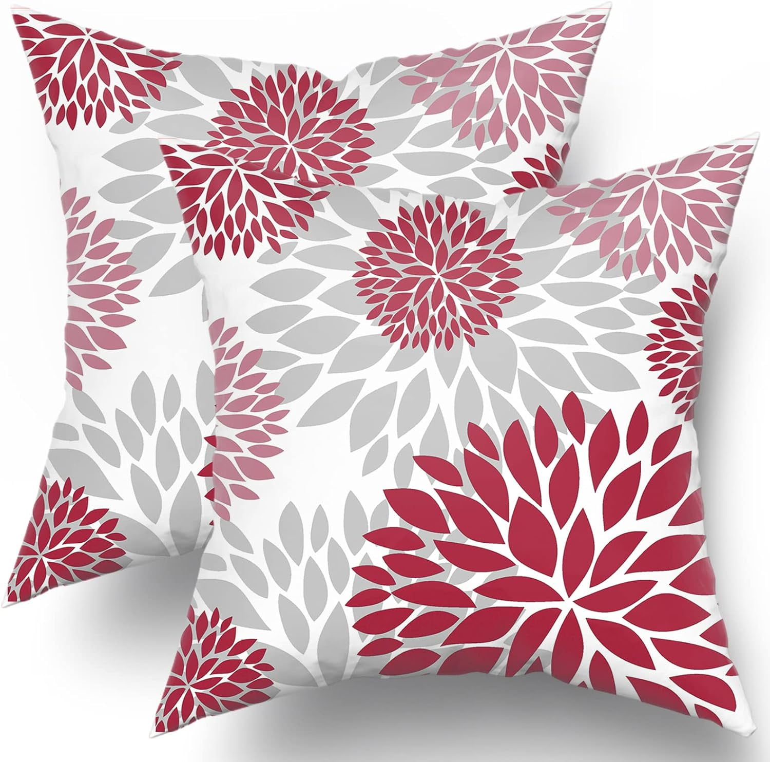 Burgundy Red Throw Pillows Covers 20x20 Set of 2, Wine Red Dahlia ...