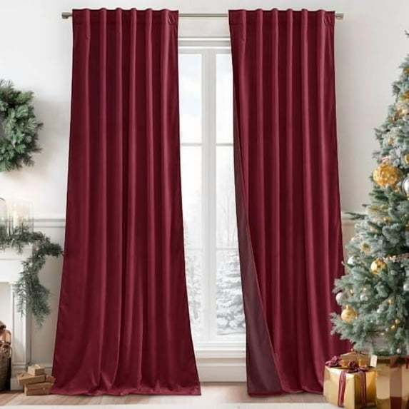 Burgundy Red Velvet Curtains for Christmas Decor, Soft Luxury Backdrops ...