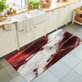 Burgundy Red White Marble Rectangle Rug 2'x6' Modern Abstract Stone ...