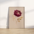 Burgundy Rose Boho Floral with Gold Filigree Art Unframed Paper Print ...