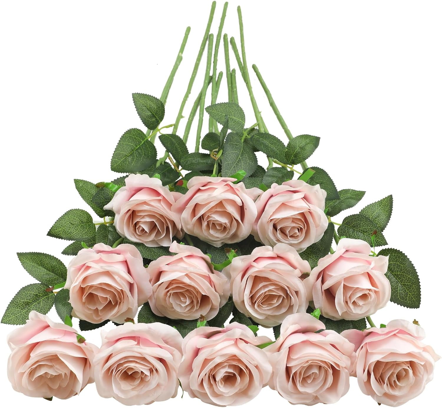 Burgundy Roses Artificial Flower, 12Pcs Realistic Long Single Stem Fake ...