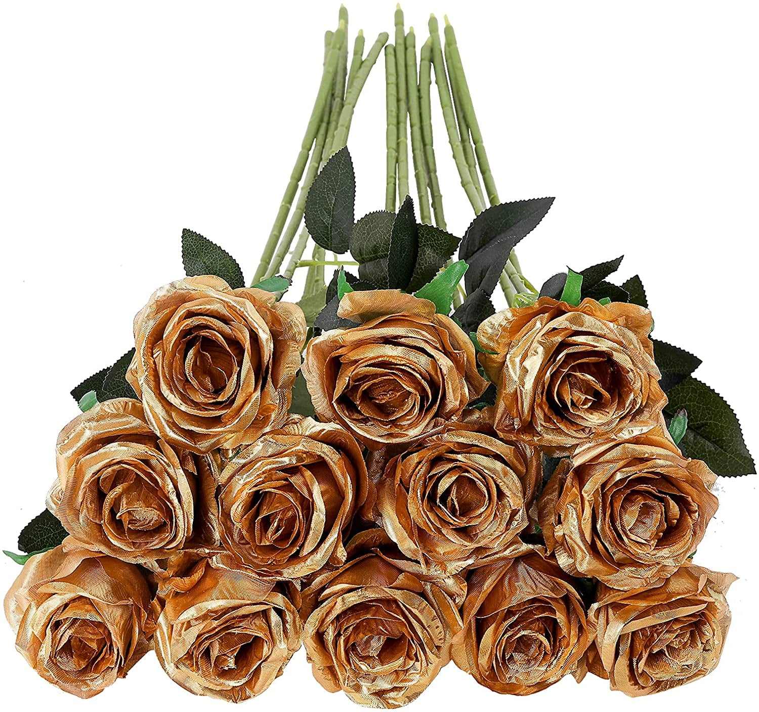 Burgundy Roses Artificial Flower, 12Pcs Realistic Long Single Stem Fake ...