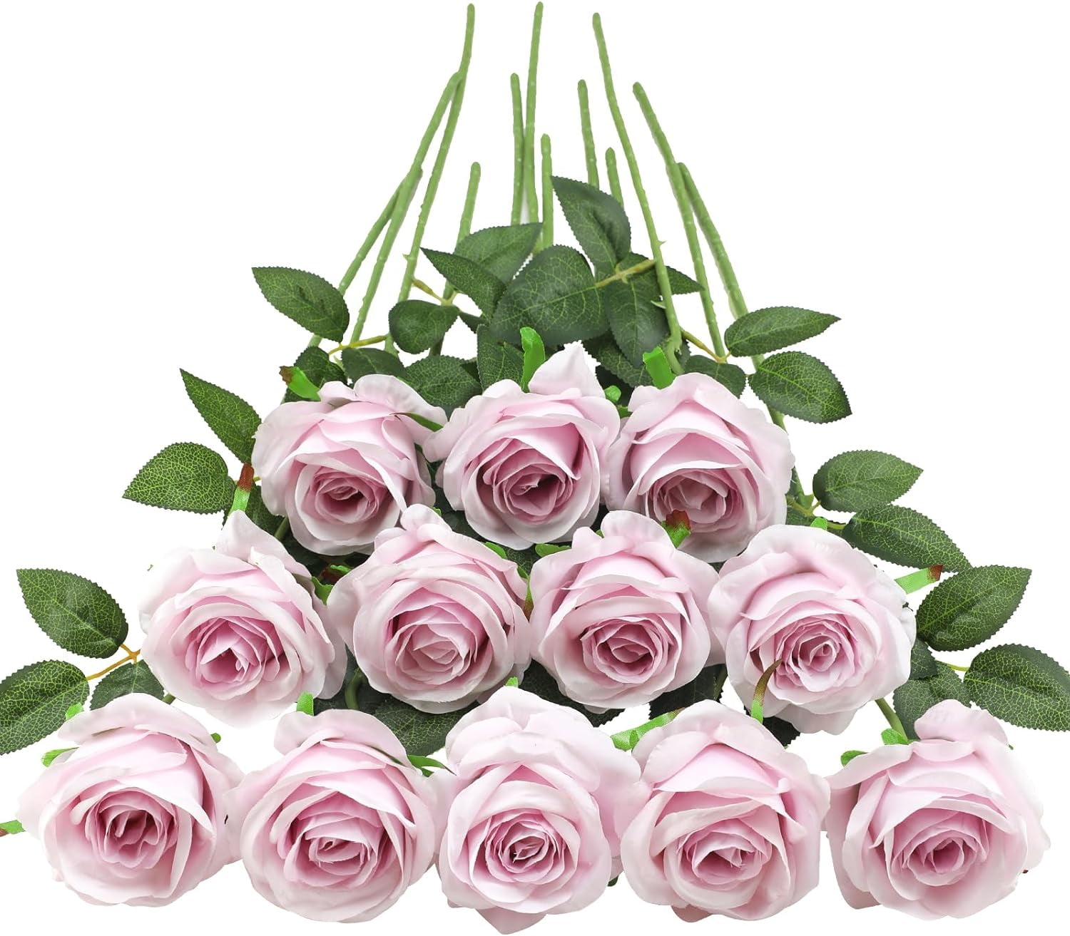 Burgundy Roses Artificial Flower, 12Pcs Realistic Long Single Stem Fake ...