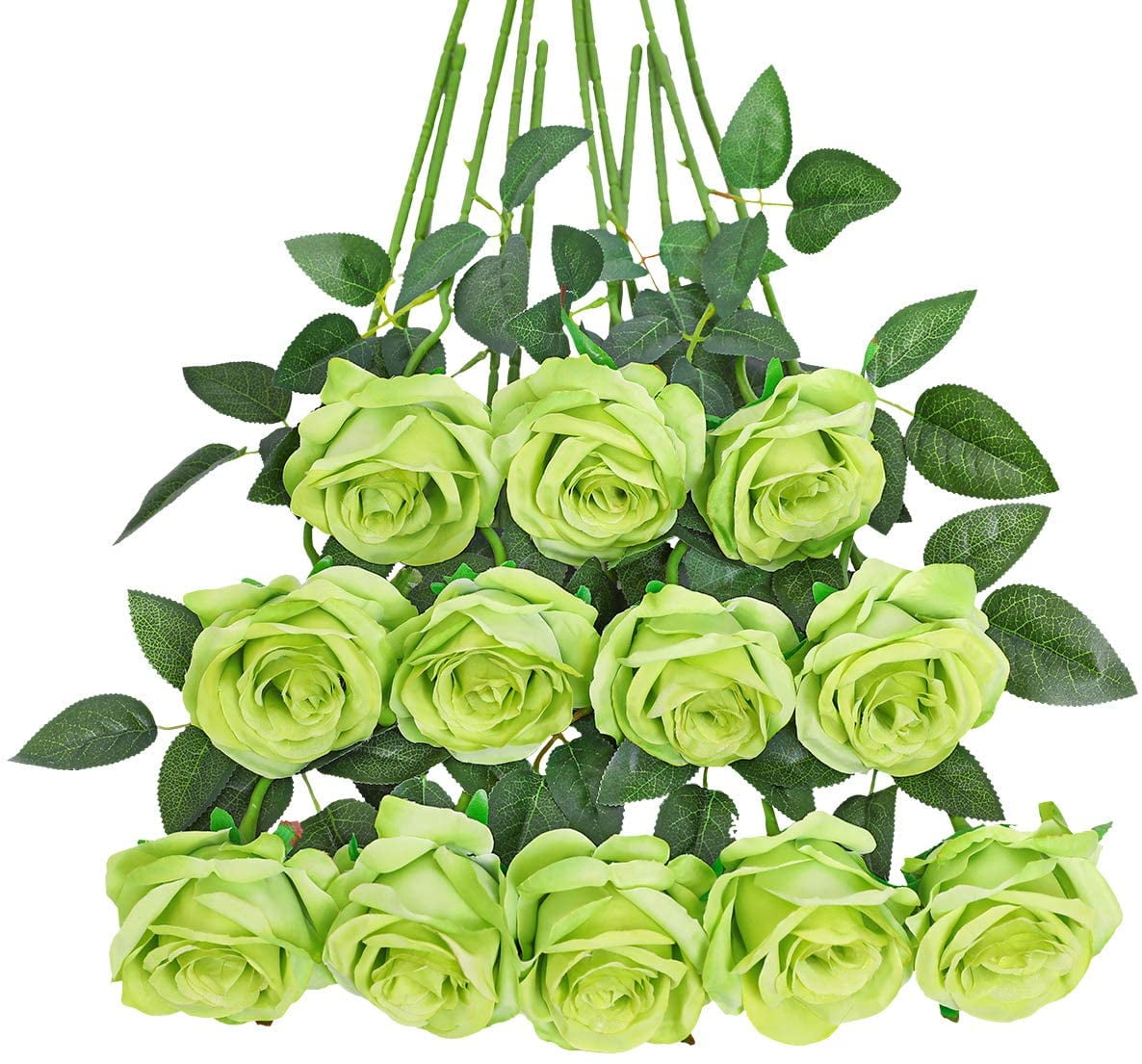 Burgundy Roses Artificial Flower, 12Pcs Realistic Long Single Stem Fake ...