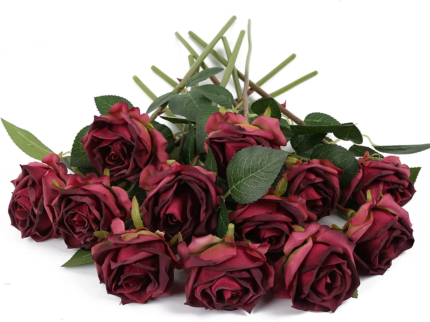 Burgundy Roses Artificial Flowers Roses Flowers Heads Dried Silk ...
