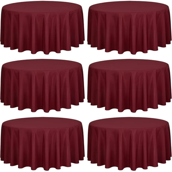 Burgundy Round Tablecloth - 90 Inch Washable Polyester Tablecloths for ...