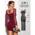 Burgundy Shiny Glitter 2-In-1 Bodycon Mini Dress With Built-In Support ...