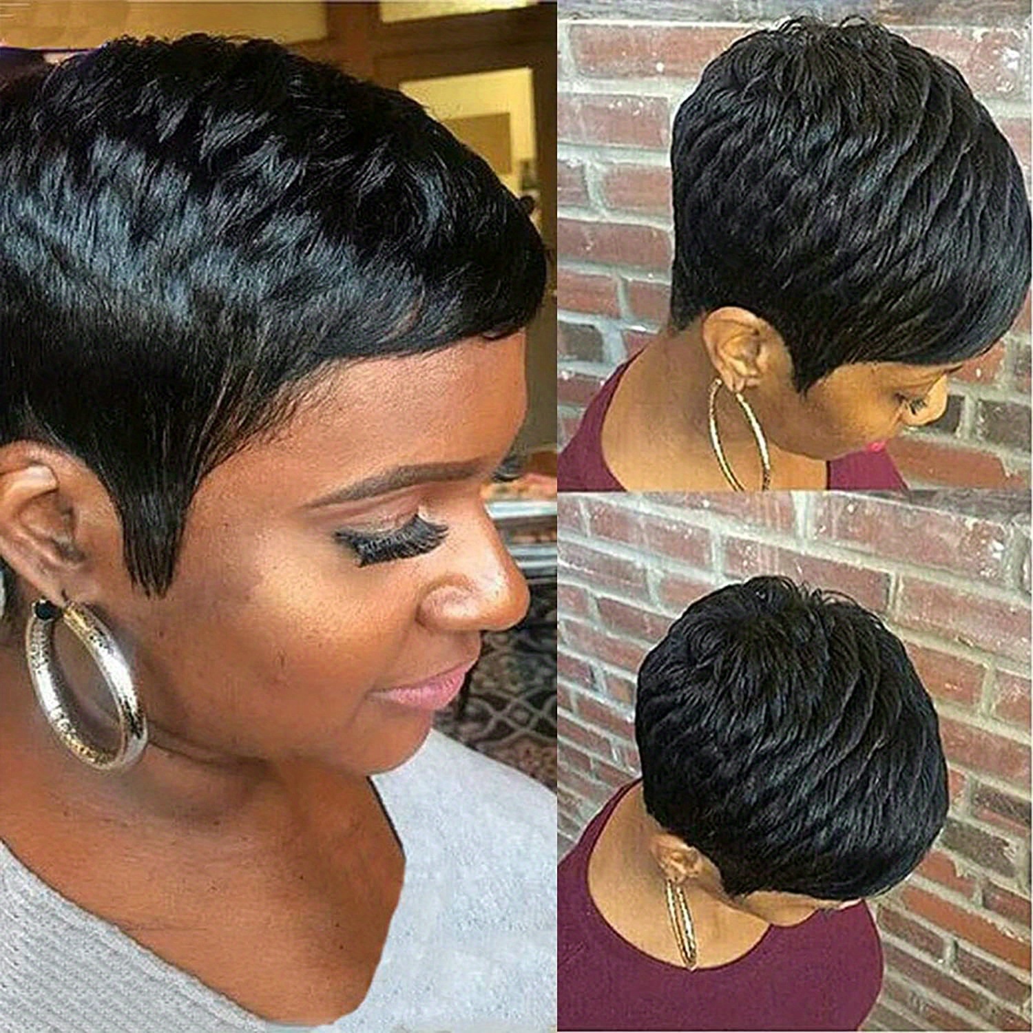 Burgundy Short Pixie Cut Wig Hair Wig - Glueless and Easy to Style for ...