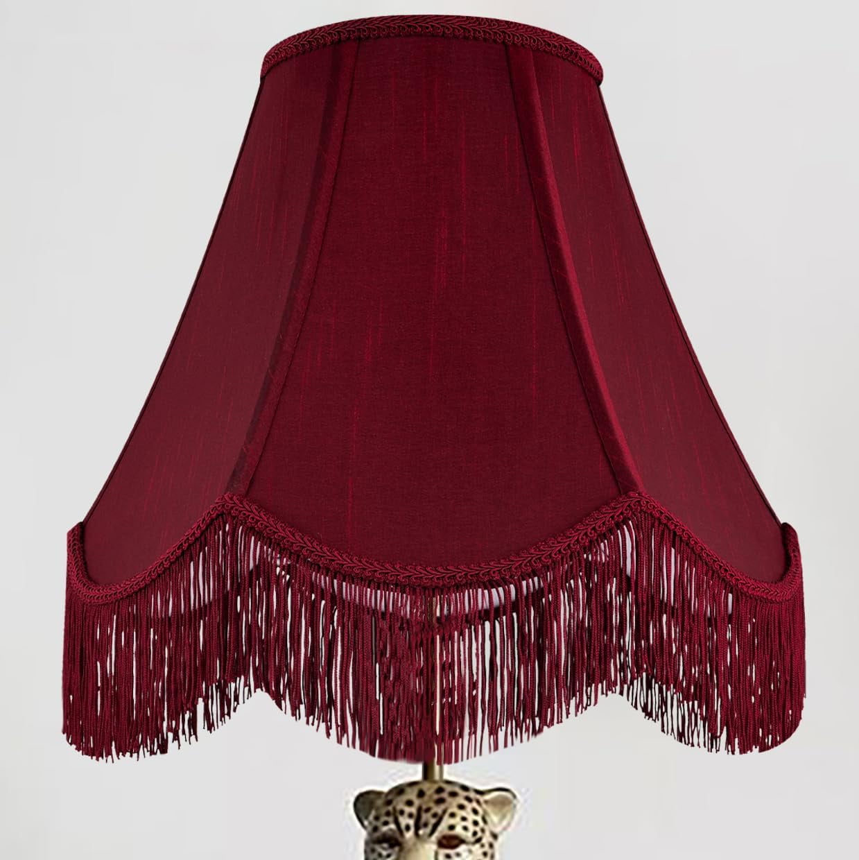 Burgundy Silk Scalloped Lamp Shade,Petal Edge Braid with Burgundy ...