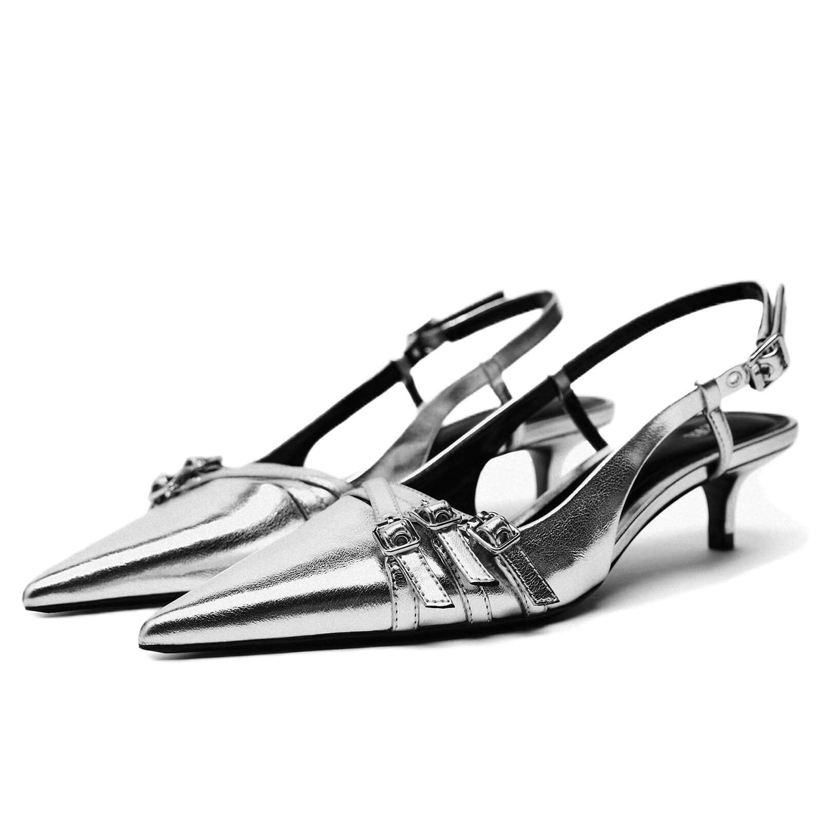 Burgundy Slingabck Kitten Heels for Women Red Pointed Toe Pumps ...