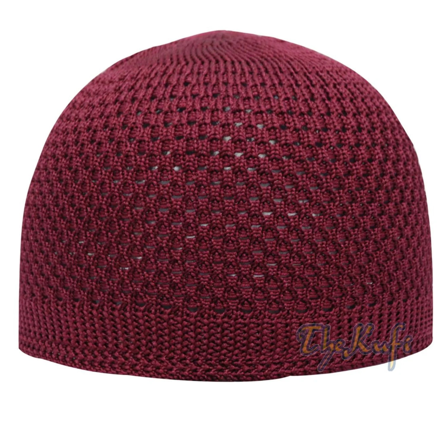 Burgundy Soft Open-Weave Nylon Stretchy Kufi Hat Skull Cap Beanie ...