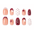 Burgundy Star Polka Dot Press on Nails, Extra Short Almond Glossy False ...