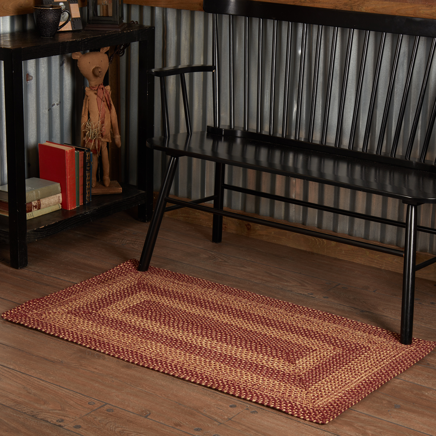 Burgundy Tan Jute Rug Rect w/ Pad 27x48 - Walmart.com