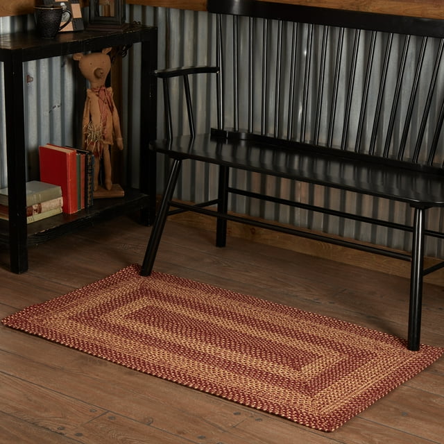 Burgundy Tan Jute Rug Rect w/ Pad 27x48 - Walmart.com