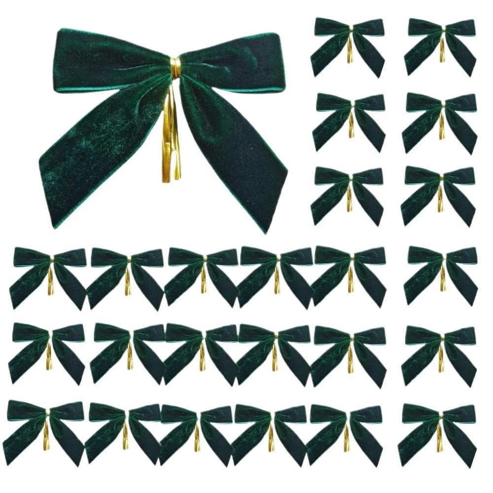 Burgundy Velvet Bows for Christmas Tree 24-Pack, Small Wreath Gift Wrap ...
