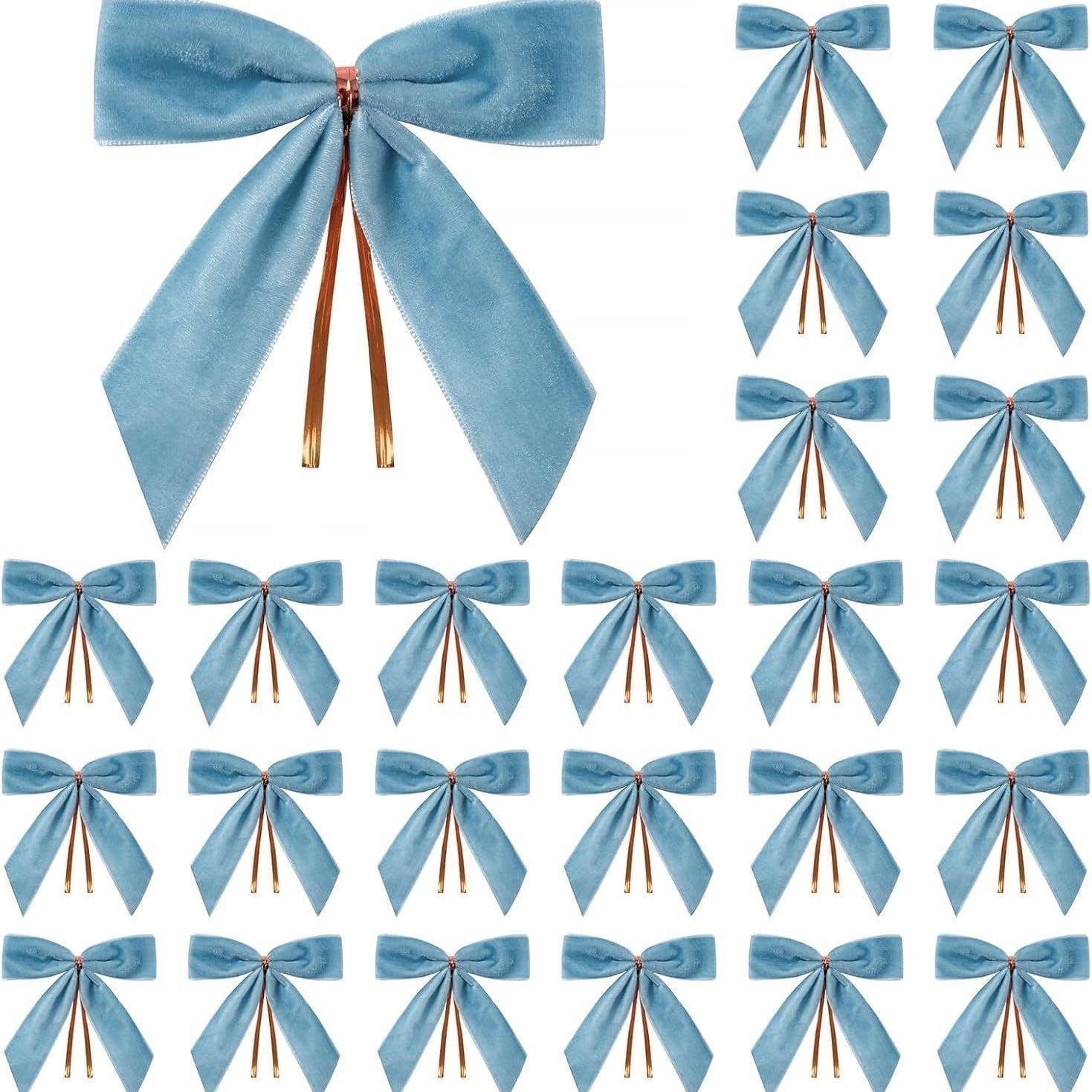 Burgundy Velvet Bows for Christmas Tree 24-Pack, Small Wreath Gift Wrap ...