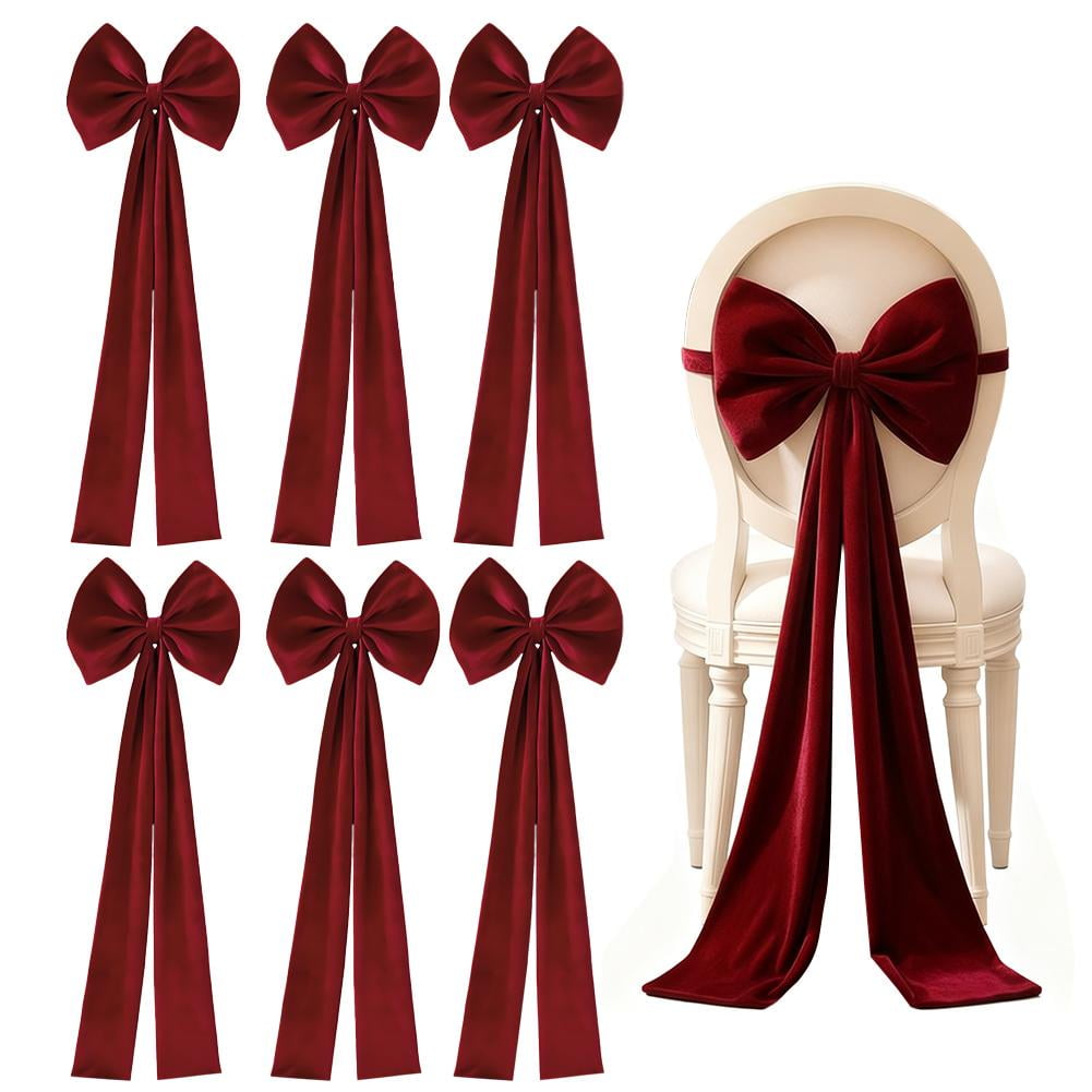 Burgundy Velvet Chair Bows for Christmas Wedding Party Decorations Red ...
