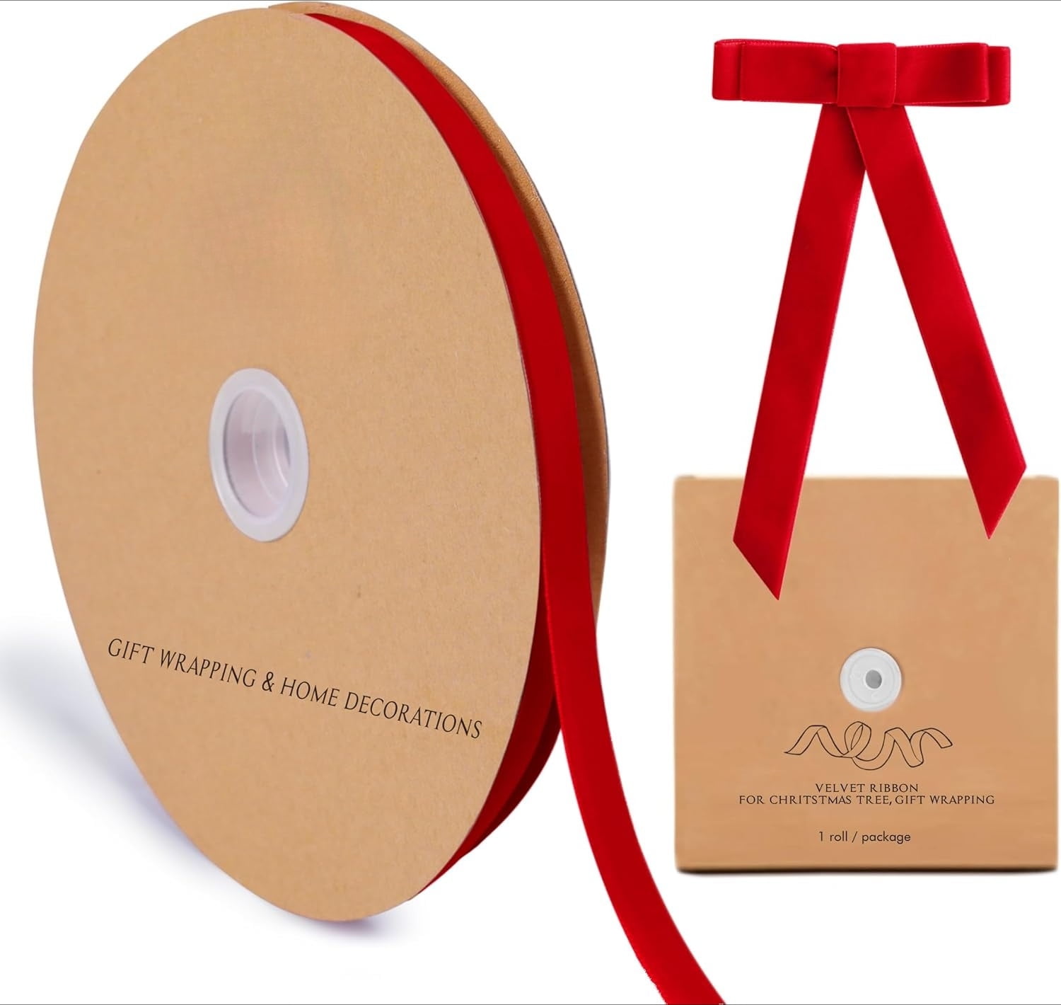 Burgundy Velvet Ribbon 1'' 25 Yards for Christmas Tree, Gift Wrapping ...