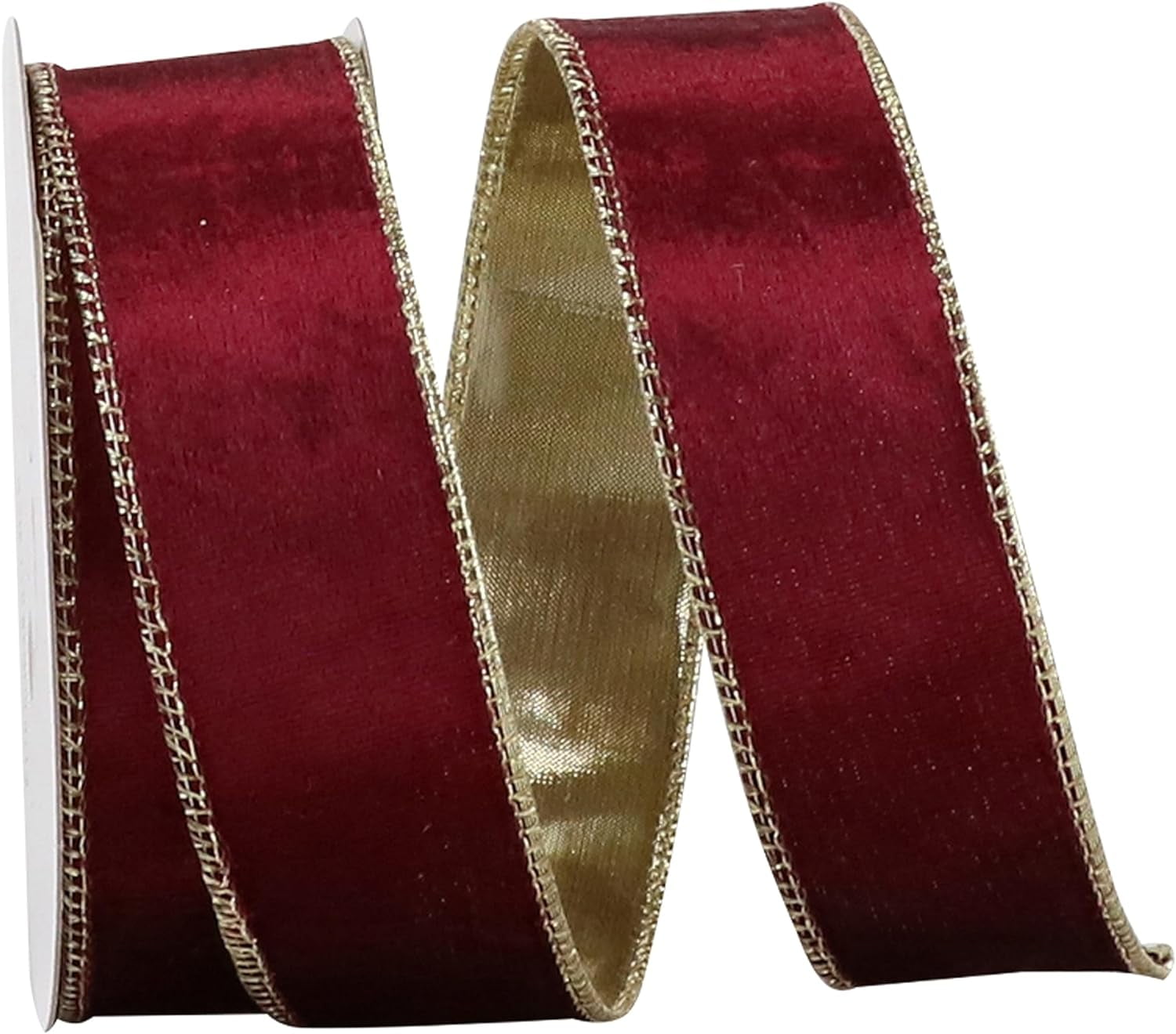 Burgundy Velvet Ribbon Wired 1.5" x 10 Yards Burgundy Christmas Wired ...