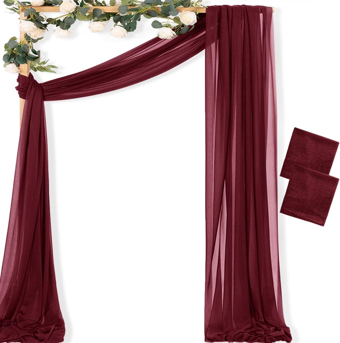 Burgundy Wedding Arch Draping Fabric 2 Panels 29" x 20 FT Extra Long ...