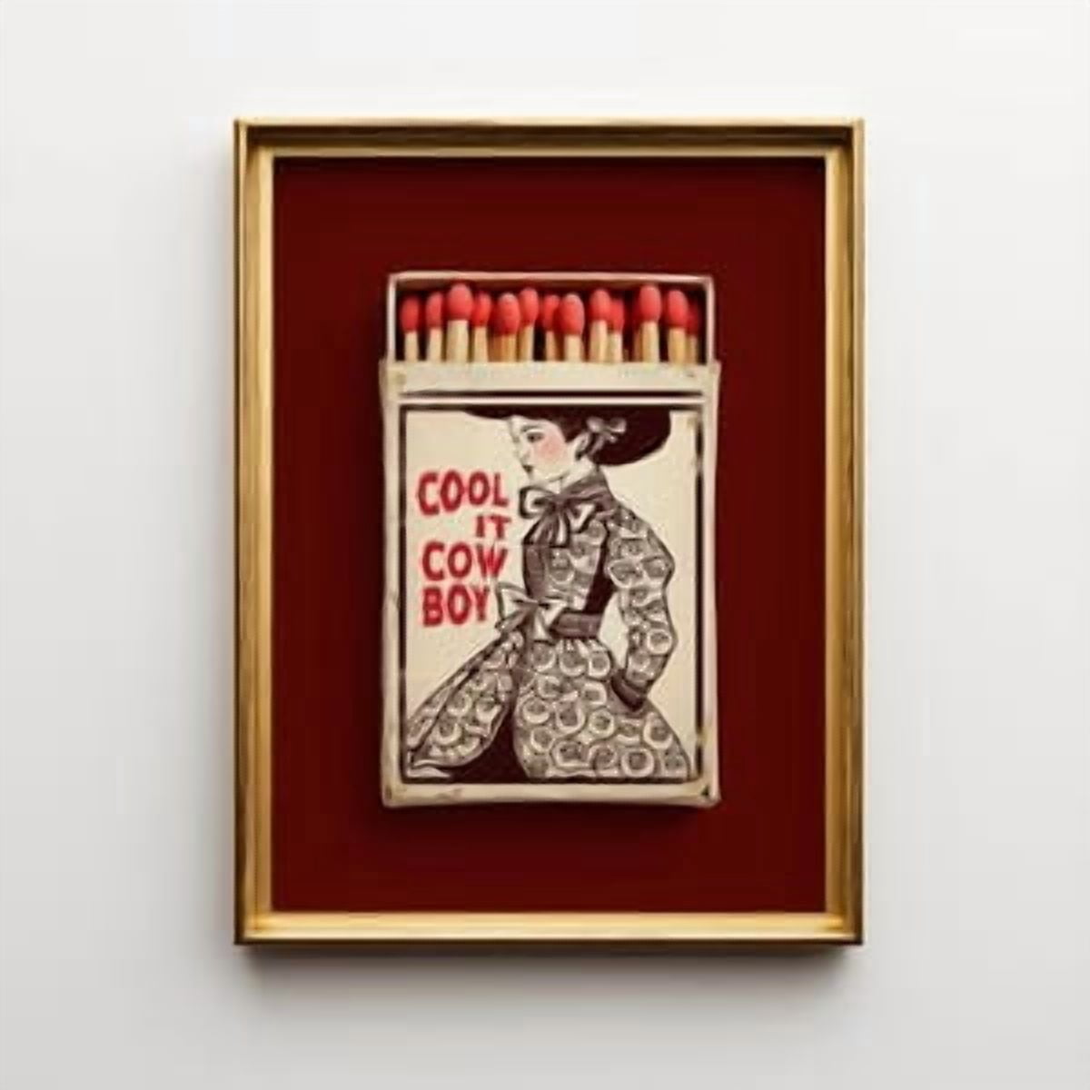 Burgundy Western Cool It Cowboy Matchbox Poster, Poster Home Decor ...