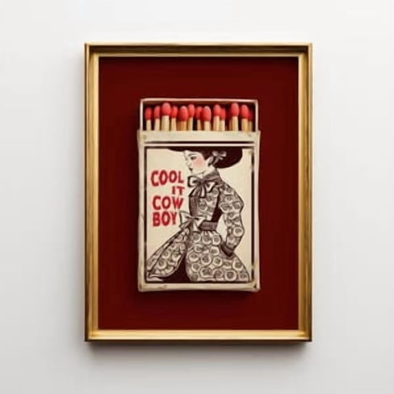 Burgundy Western Cool It Cowboy Matchbox Poster, Poster Home Decor ...