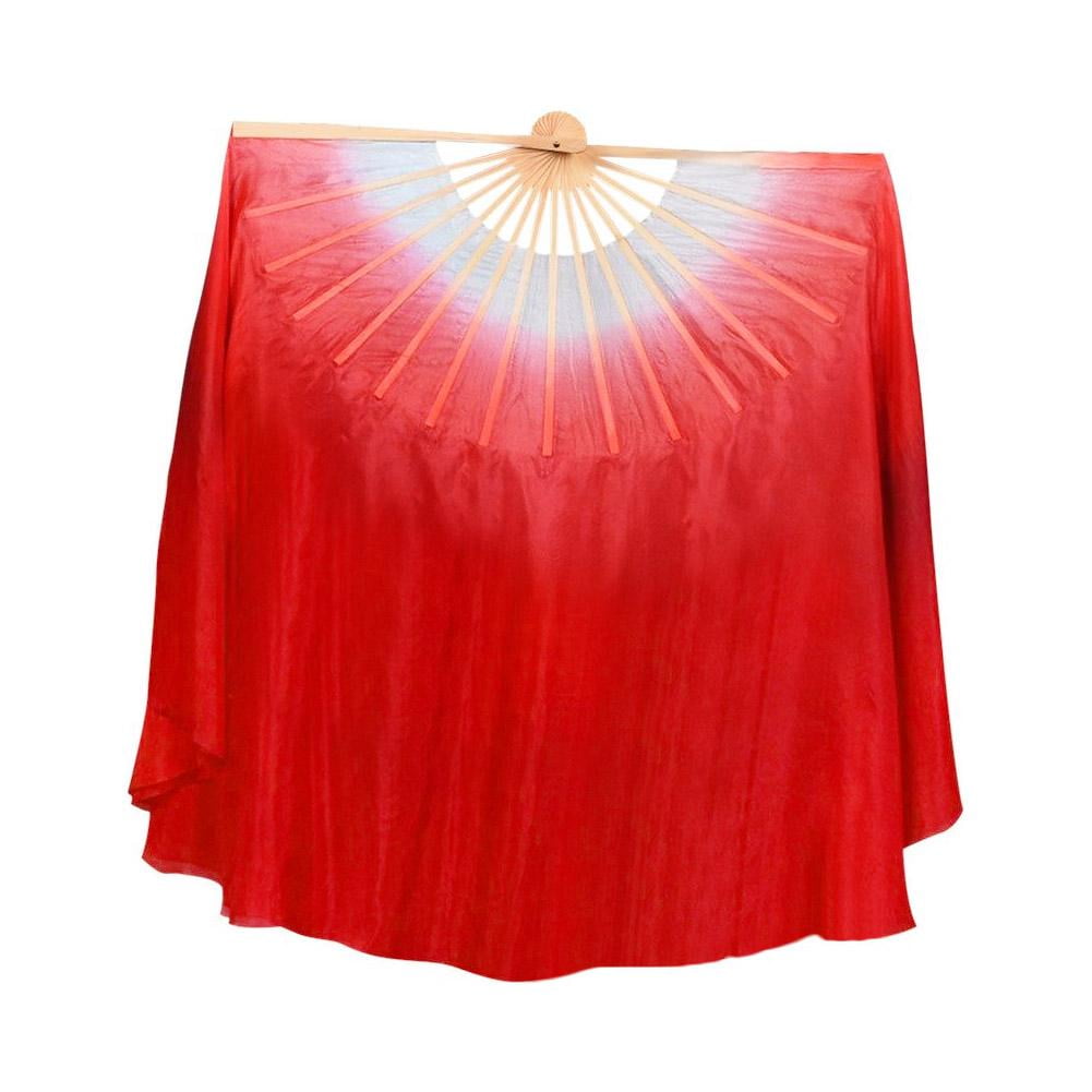 Burgundy White Silk Veil Colorful SilkFlutter Fan Veil Streamer Belly ...