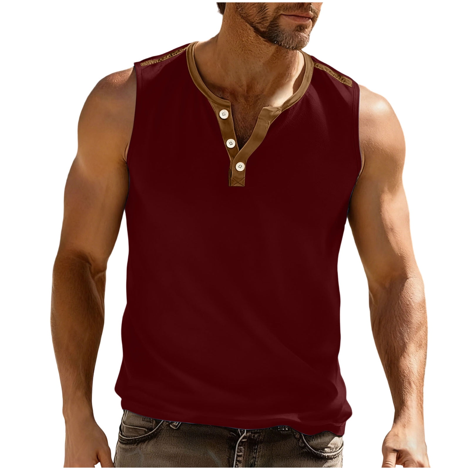 Burgundy Wine Boat Neck Vests for Mens Summer Fall Workout Athletic ...