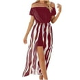 Burgundy Wine Brunch Going Out for Women Summer Fall Short Sleeve One ...