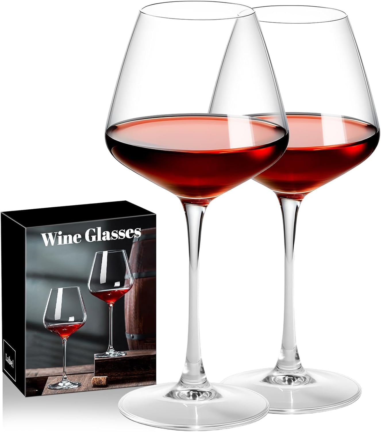 Burgundy Wine Glasses Set of 2-16oz Hand Blown White & Red Wine Glass ...