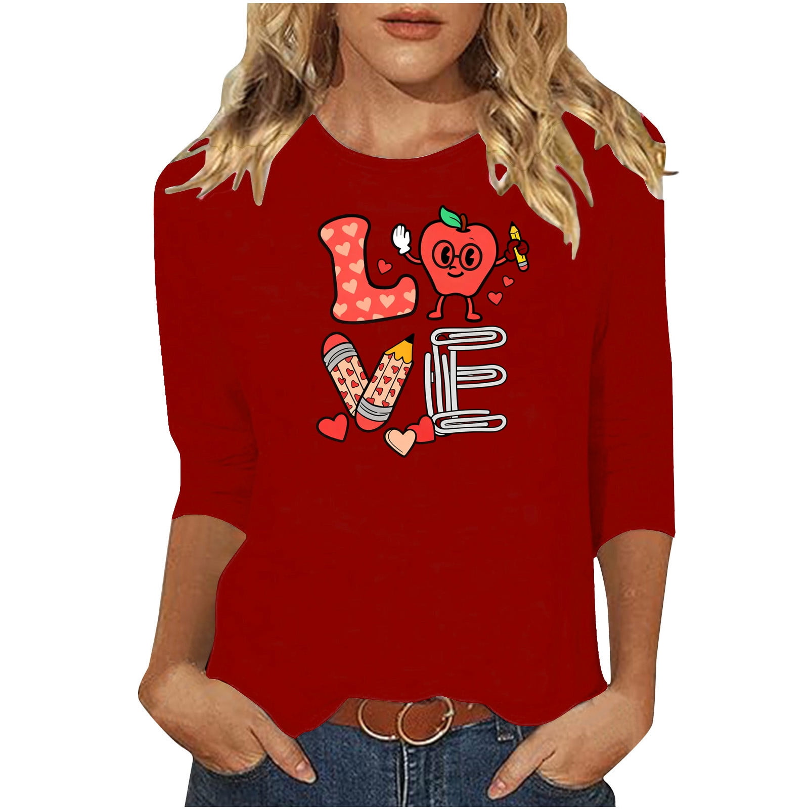Burgundy Wine Happy Gift Valentines Day T Shirt for Women Fall Summer 3 ...