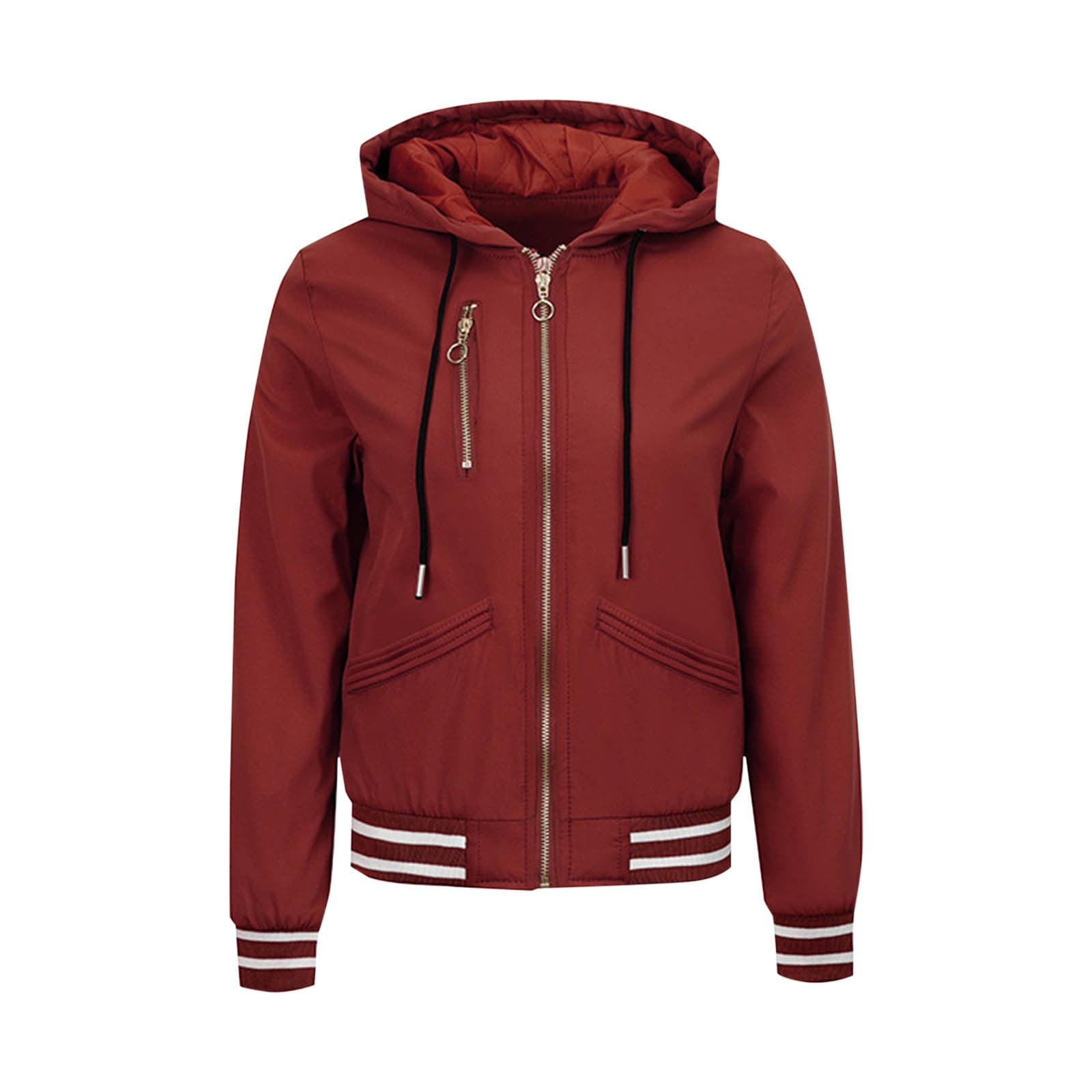 Burgundy Wine Long Sleeve Puffer Jackets for Teen Girls Fall Winter ...