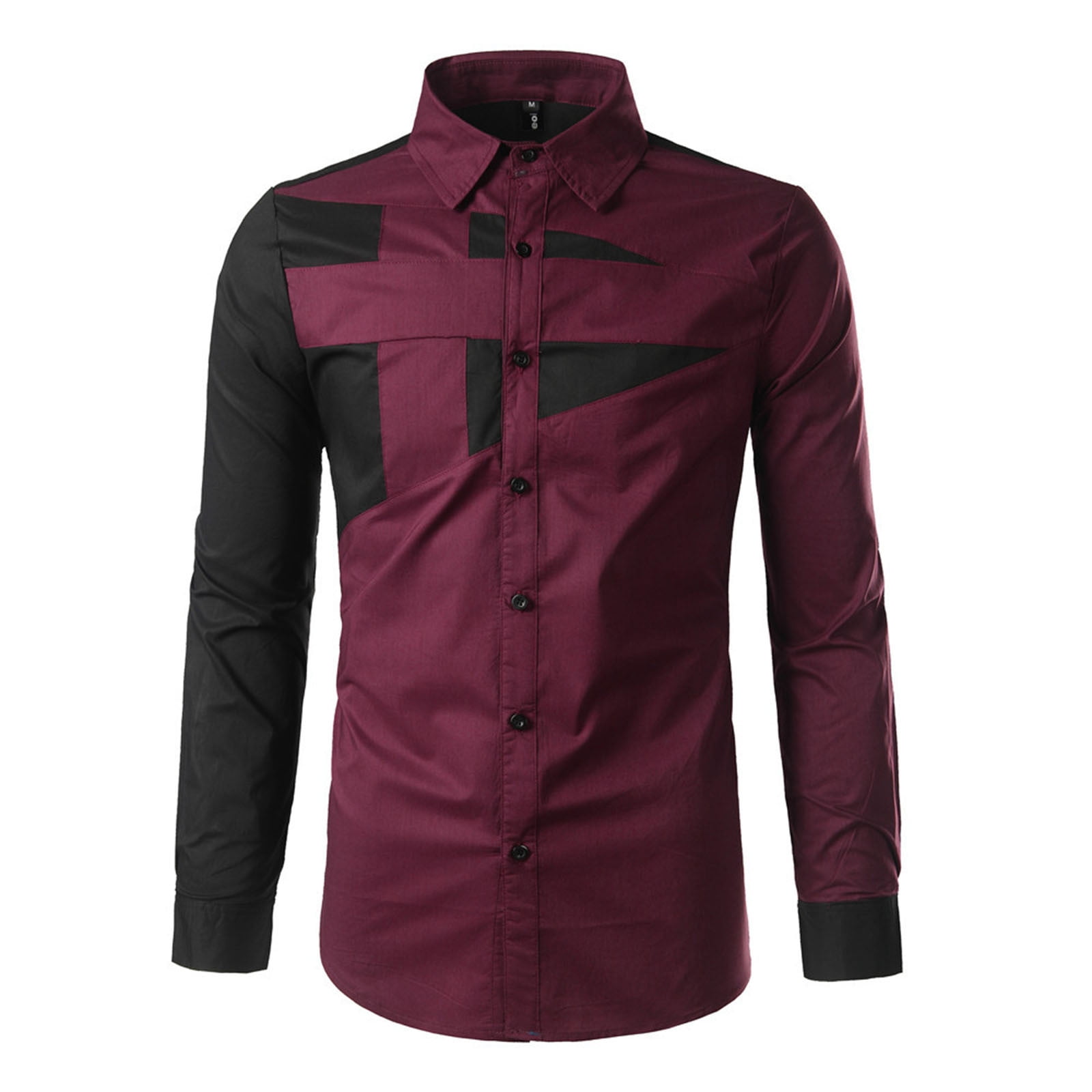 Burgundy Wine Man Basic T Shirts Color Block Slimming Tunic Tee Tops ...