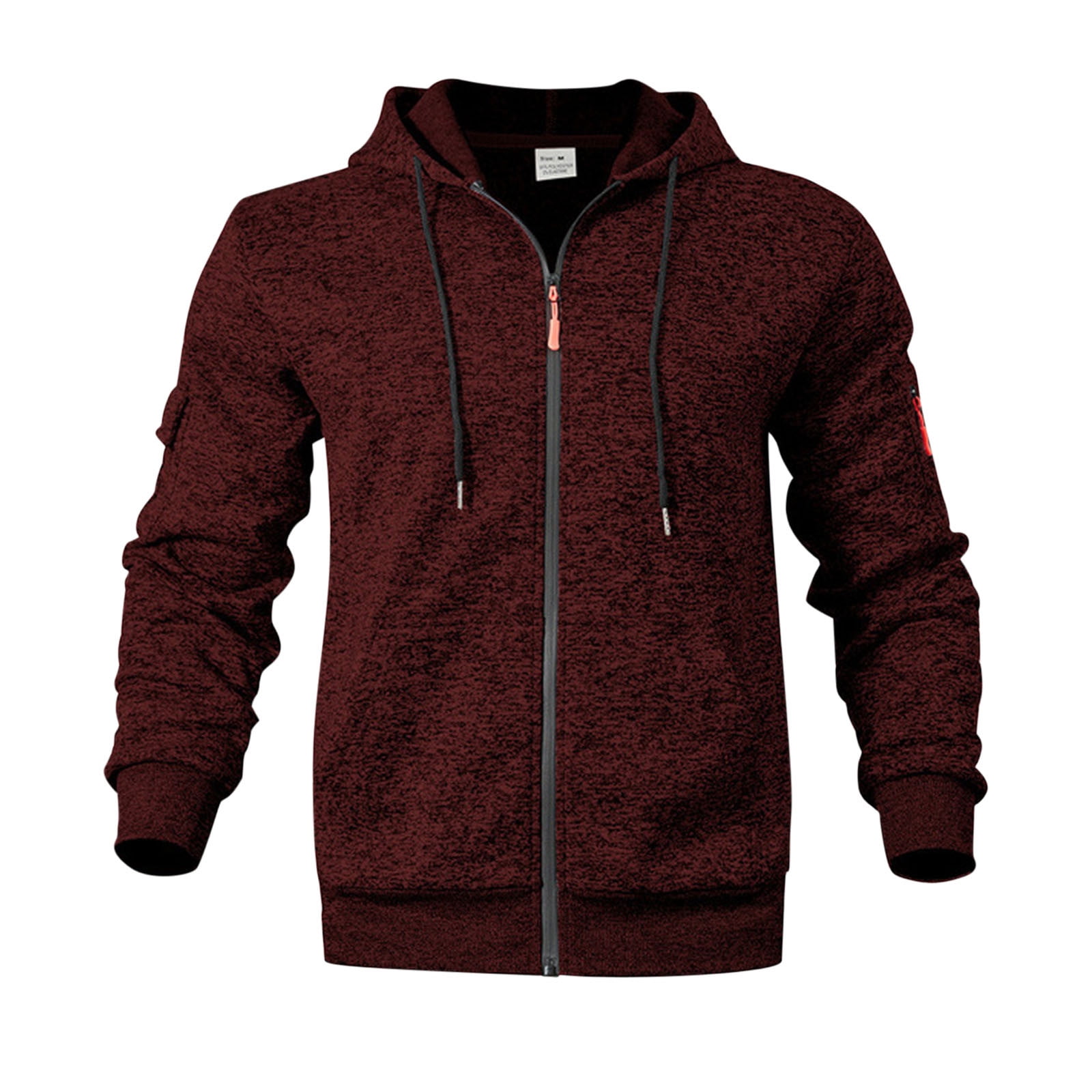 Burgundy Wine Man Sport Gym Brunch Running Zip Up Long Sleeve Hoods ...