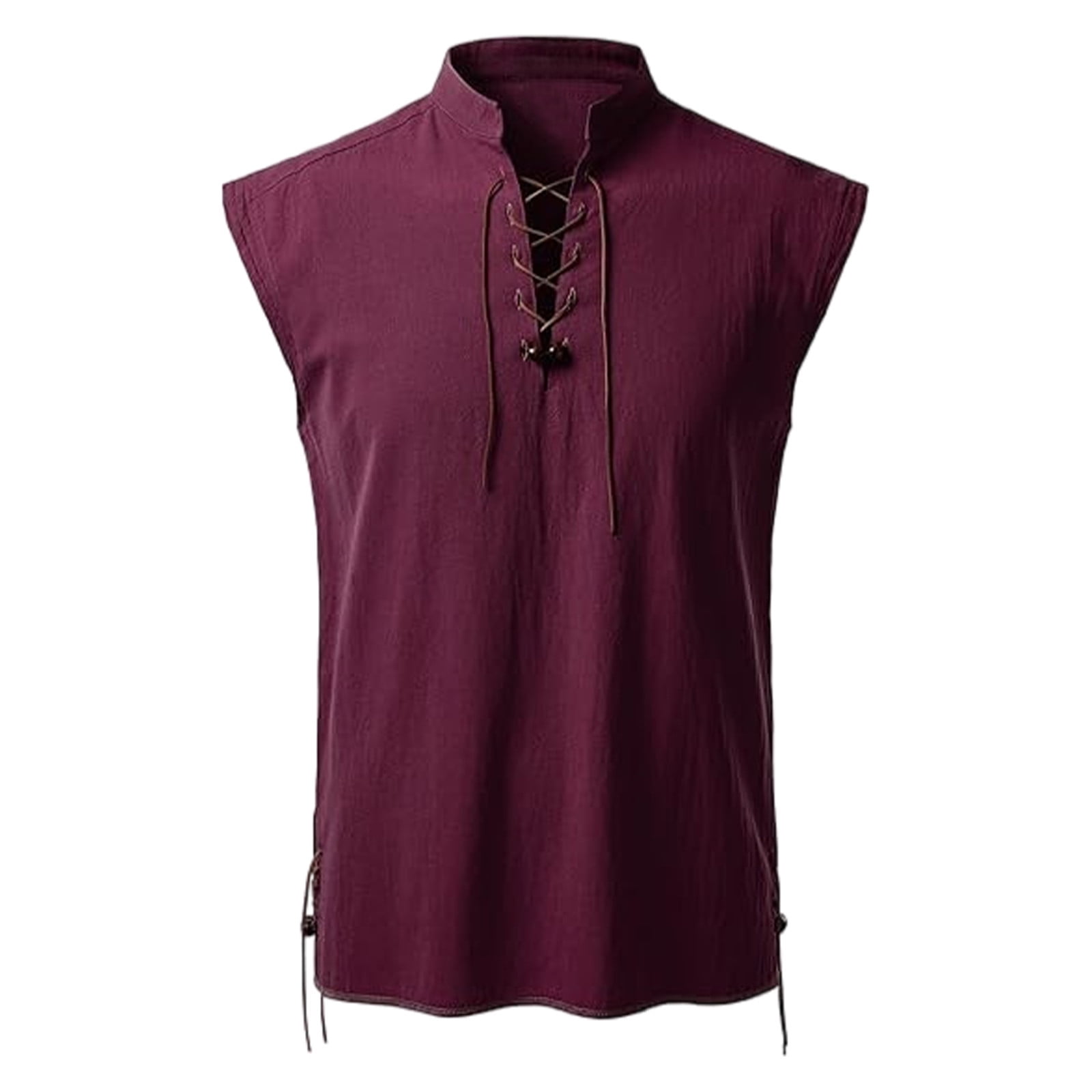 Burgundy Wine Man Victorian Gothic Pirate Cosplay Cami Tank Vests Loose ...