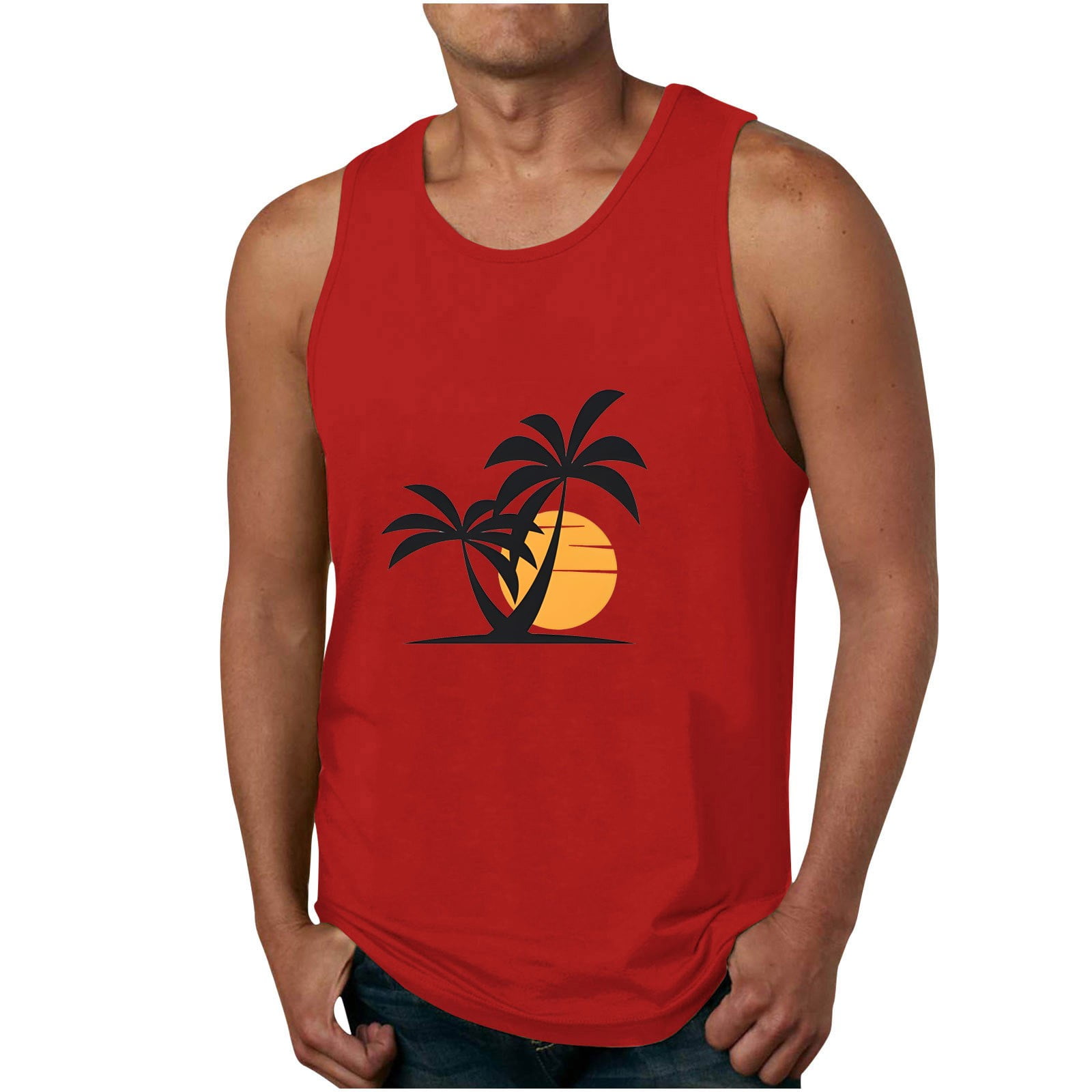 Burgundy Wine Mens Boat Neck Vests Sport Athletic Beach Lounge Jogger ...