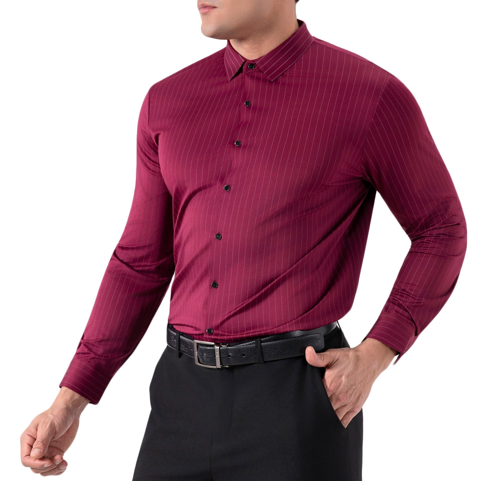 Burgundy Wine Mens Brunch Button T Shirts Long Sleeve Tops Tee for Man ...