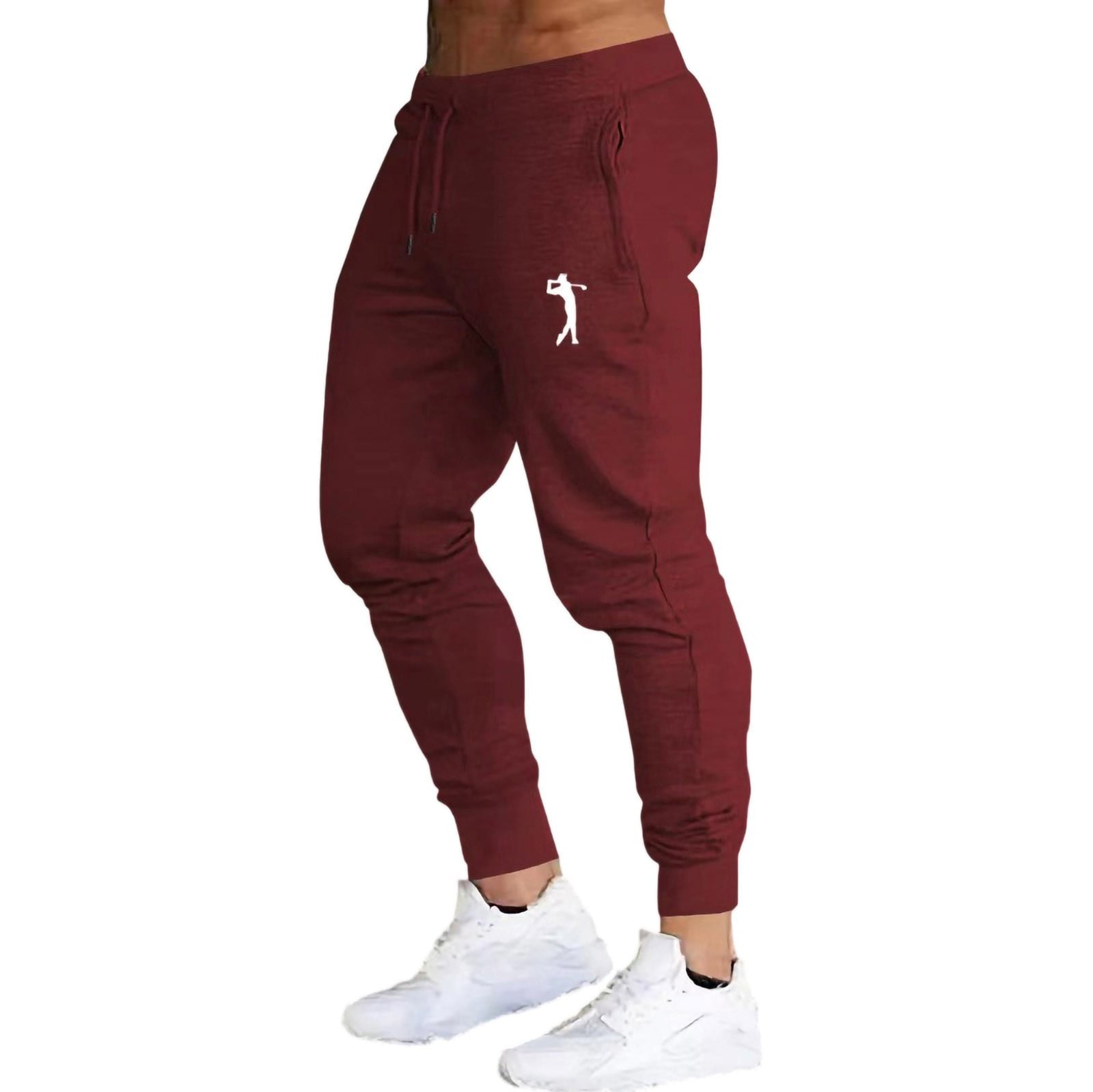 Burgundy Wine Pants for Man Fall Summer Graphic Work Out Athletic ...