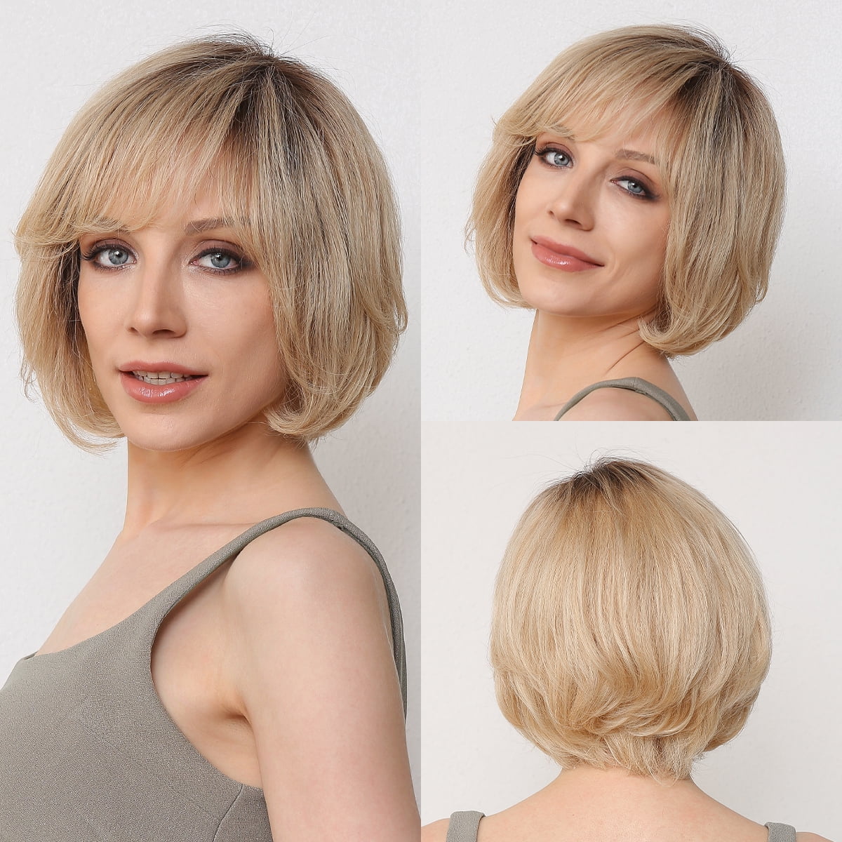 Burgundy Wine Red Human Hair Lace Wigs Side Part Lace Front Short ...