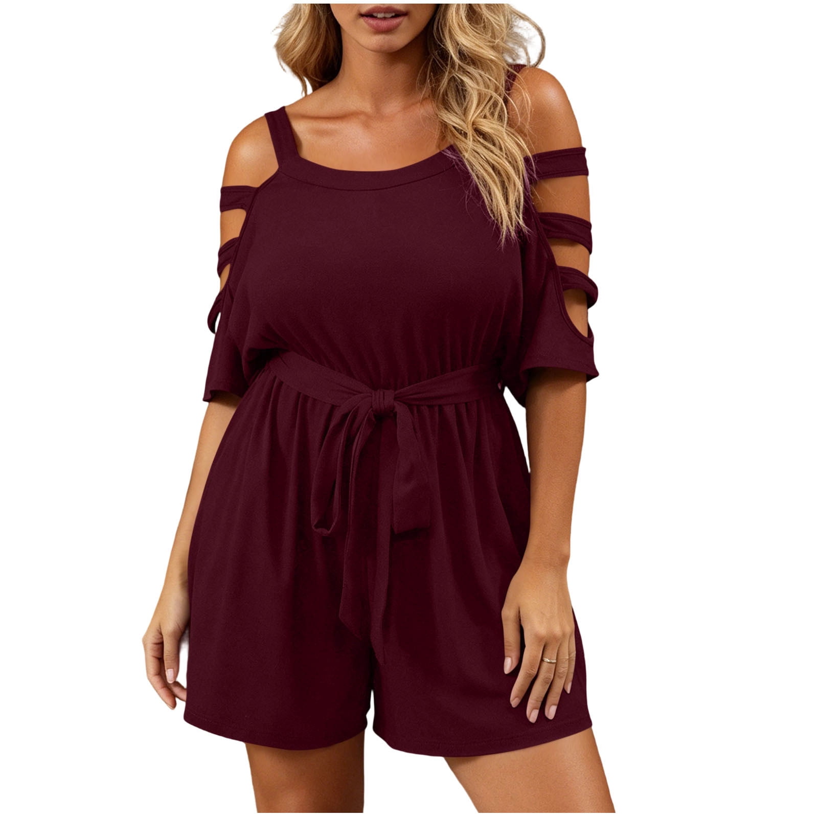 Burgundy Wine Shorts for Women Summer Fall Lace Oversized Tie Knot ...